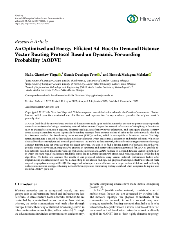 Pdf Energy Efficient Aodv Routing In Manets 9756