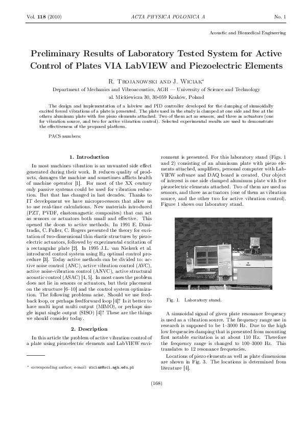 (PDF) Preliminary Results of Laboratory Tested System for Active ...