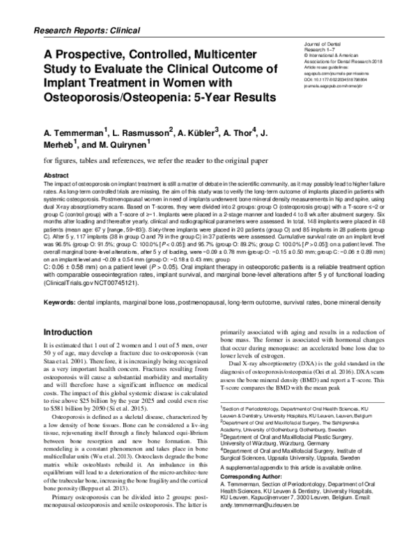 (PDF) A Prospective, Controlled, Multicenter Study to Evaluate the ...