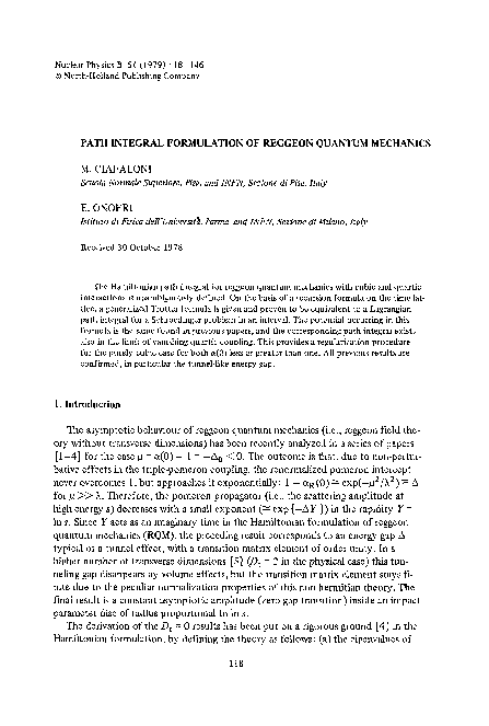 (PDF) Path integral formulation of reggeon quantum mechanics