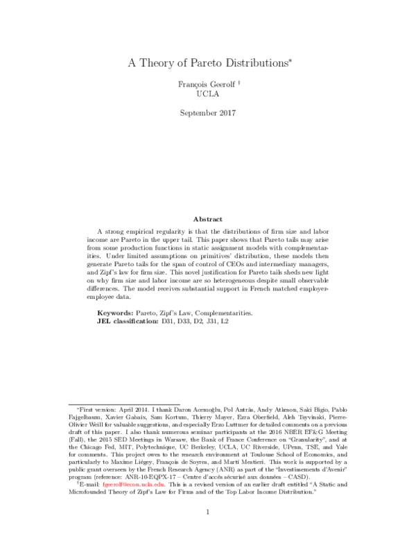 (PDF) A Theory of Pareto Distributions