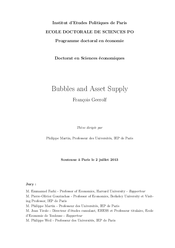 (PDF) Bubbles and asset supply | François GEEROLF - Academia.edu