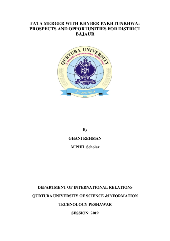 (PDF) FATA MERGER WITH KHYBER PAKHTUNKHWA: PROSPECTS AND OPPORTUNITIES ...