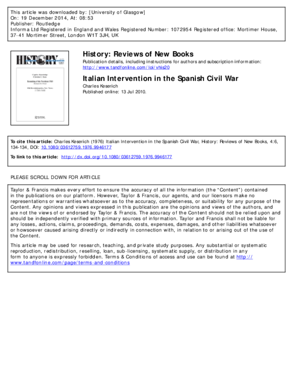 (PDF) Italian Intervention in the Spanish Civil War