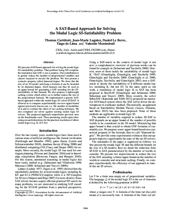 (PDF) A SAT-Based Approach for Solving the Modal Logic S5 ...