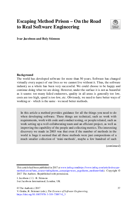 (PDF) Escaping Method Prison – On the Road to Real Software Engineering