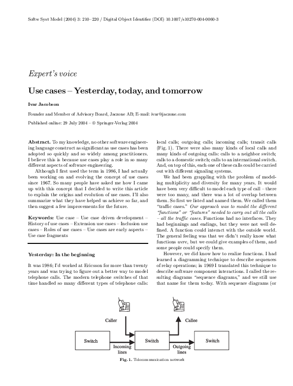 (PDF) Use cases – Yesterday, today, and tomorrow