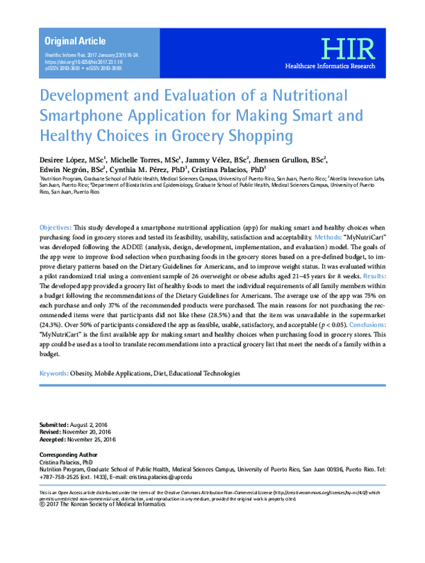 (PDF) Development and Evaluation of a Nutritional Smartphone ...