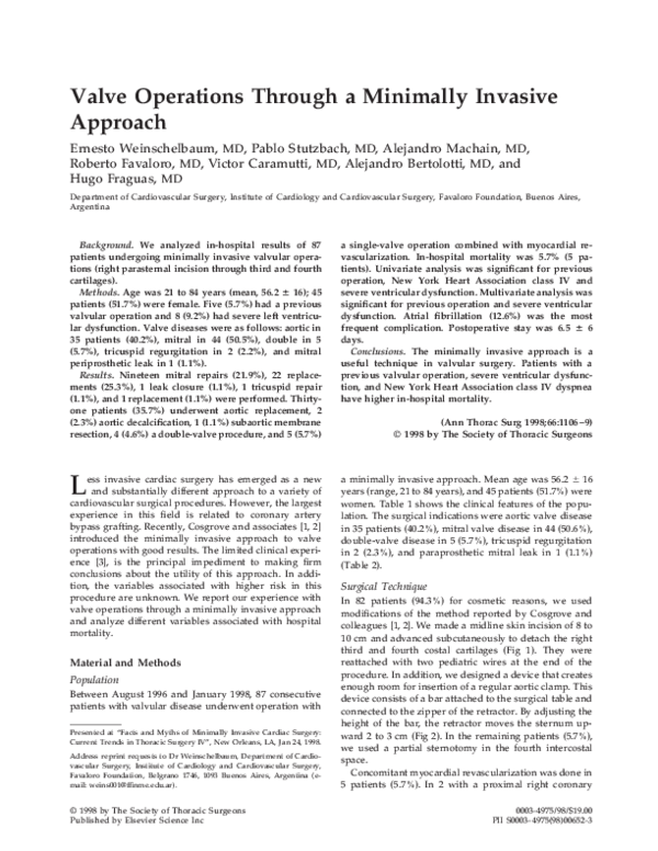(PDF) Valve operations through a minimally invasive approach | Roberto ...