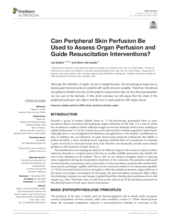 (PDF) Can Peripheral Skin Perfusion Be Used to Assess Organ Perfusion ...