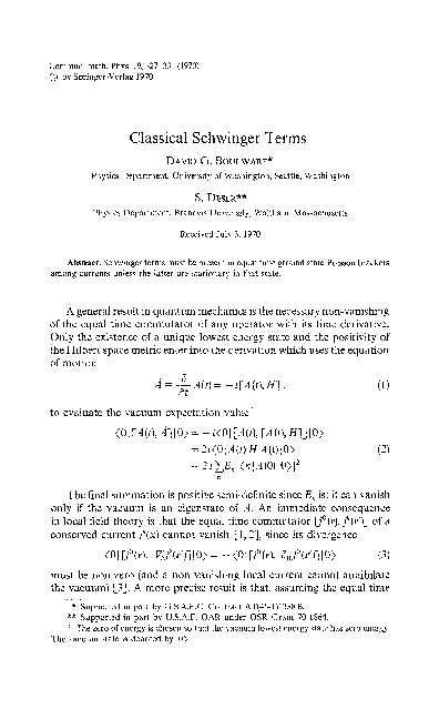 (PDF) Classical Schwinger terms