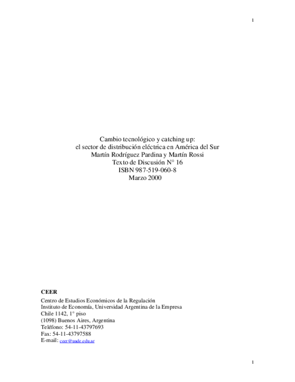 (PDF) Cambio tecnol gico y catching up: el sector de distribuci n el ctrica en Am rica del Sur