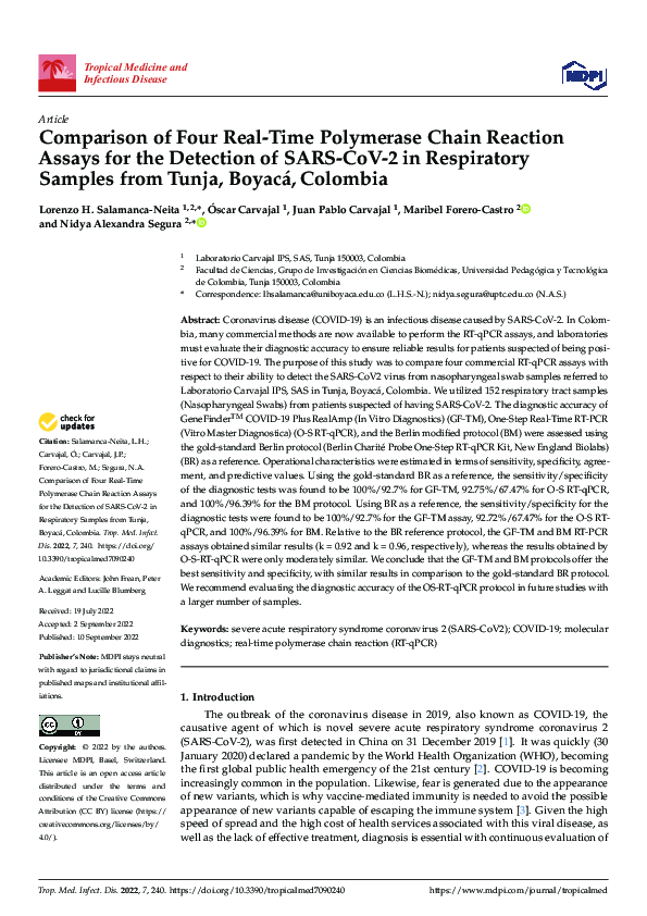 Pdf Comparison Of Four Real Time Polymerase Chain Reaction Assays For The Detection Of Sars