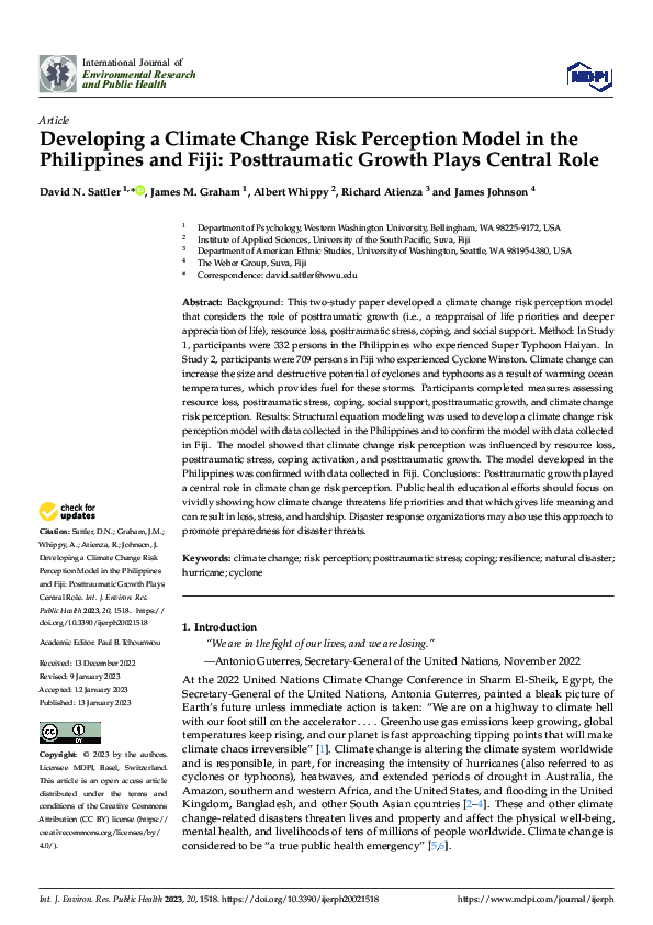 (PDF) Developing a Climate Change Risk Perception Model in the ...