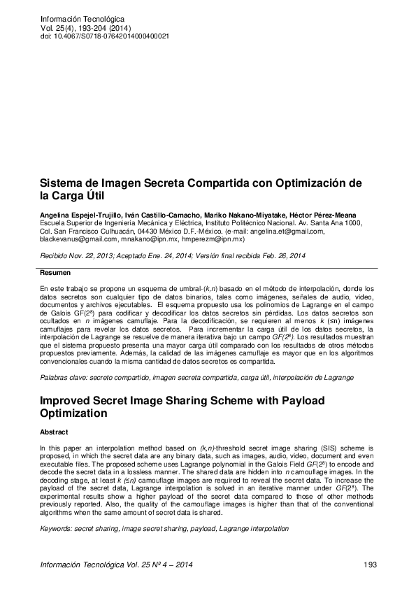 (PDF) Improved secret image sharing scheme with payload optimization