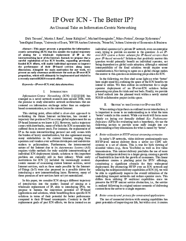 (PDF) IP Over ICN - The Better IP? An Unusual Take on Information ...