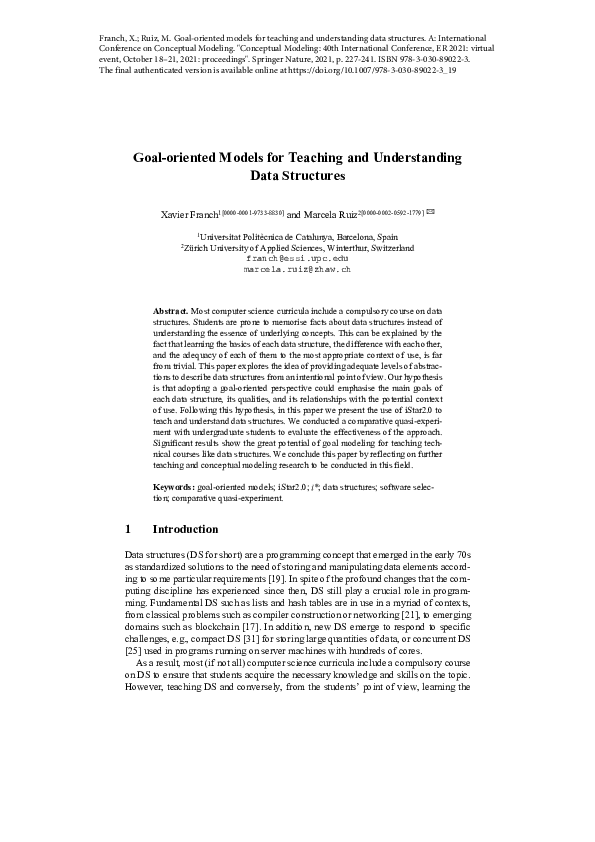 Pdf Goal Oriented Models For Teaching And Understanding Data Structures Marcela Acosta Ruiz