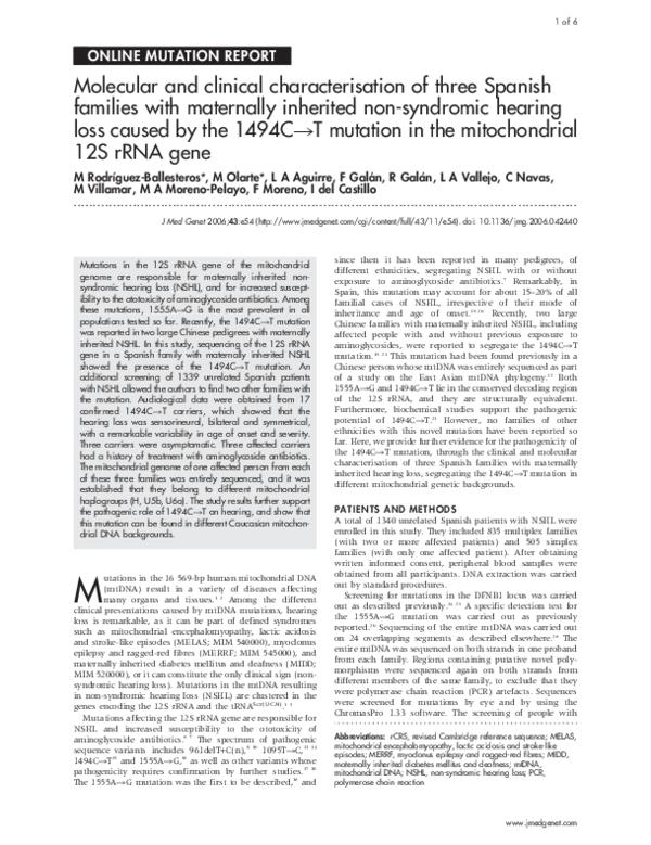 (PDF) Molecular and clinical characterisation of three Spanish families ...