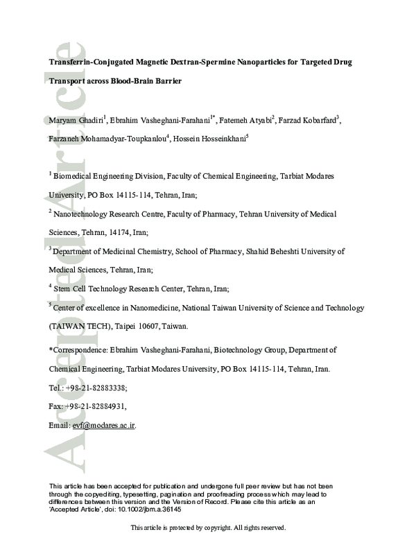 (PDF) Transferrin-conjugated magnetic dextran-spermine nanoparticles ...