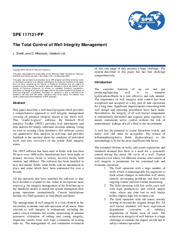 (PDF) The Total Control of Well Integrity Management