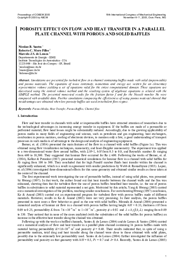 (PDF) Flow and Heat Transfer in a Parallel-Plate Channel with Porous ...