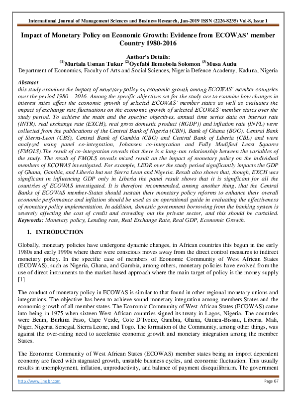 (PDF) Impact of Monetary Policy on Economic Growth: Evidence from ...