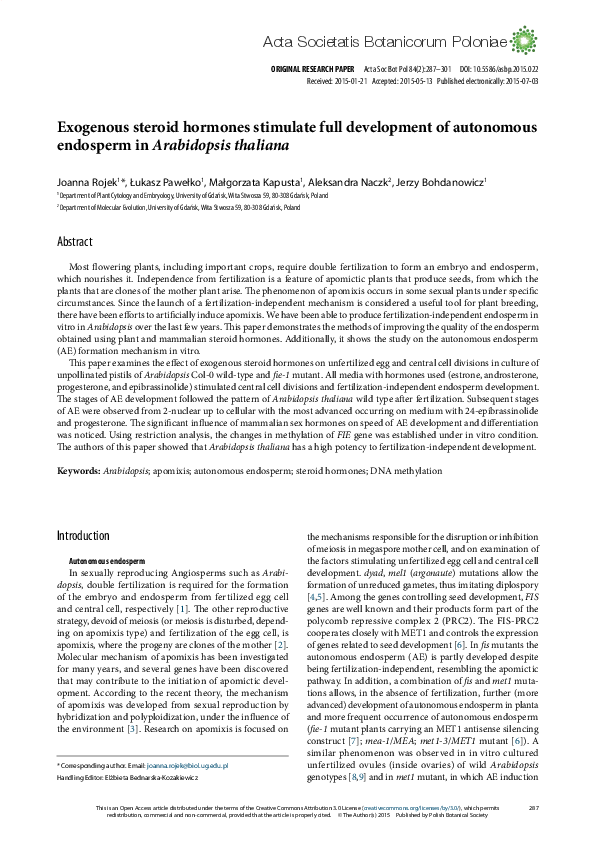 (PDF) Exogenous steroid hormones stimulate full development of ...