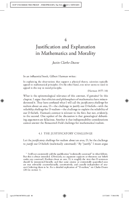 (PDF) Realism and Justification in Math and Morality