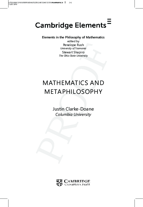 (PDF) Mathematics and Metaphilosophy