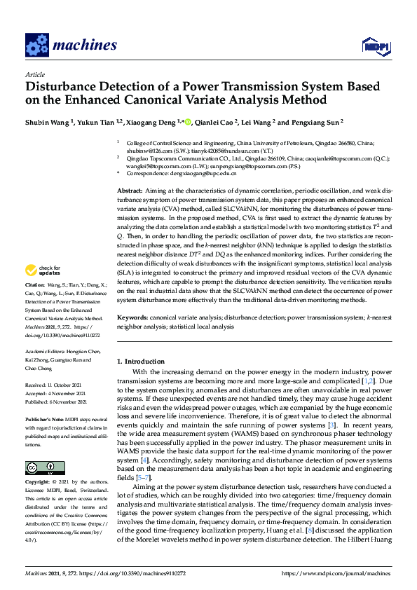 (PDF) Disturbance Detection of a Power Transmission System Based on the ...