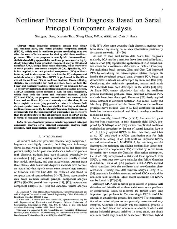 (PDF) Nonlinear Process Fault Diagnosis Based on Serial Principal Component Analysis | Xiaogang ...
