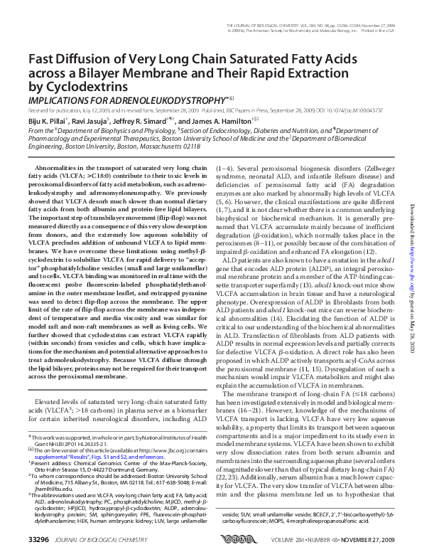 (PDF) Fast Diffusion of Very Long Chain Saturated Fatty Acids across a ...