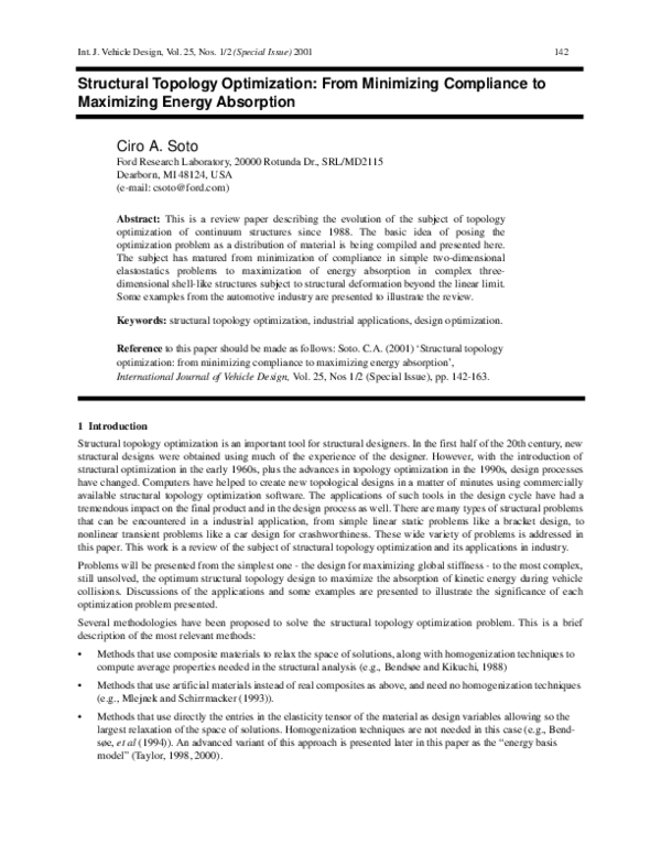 Pdf Structural Topology Optimization From Minimizing Compliance To