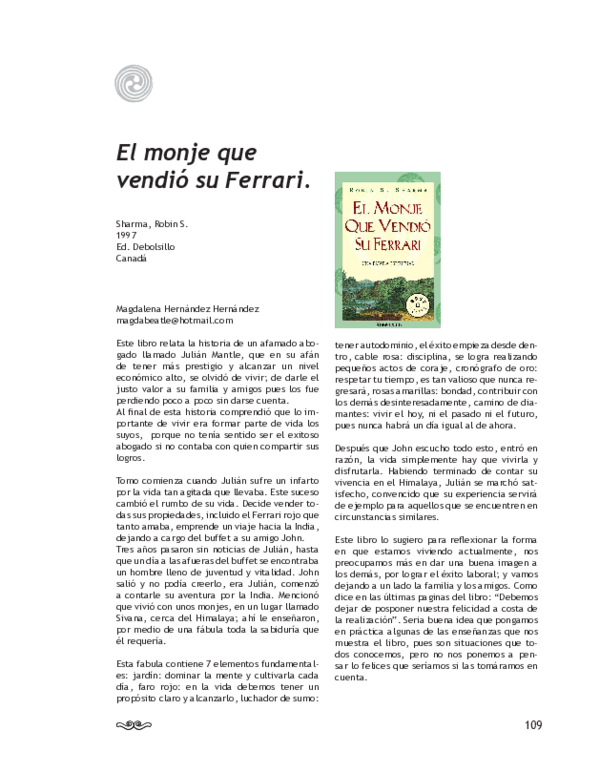 (PDF) El Monje Que Vendió Su Ferrari