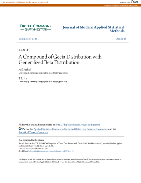 (PDF) A Compound of Geeta Distribution with Generalized Beta ...