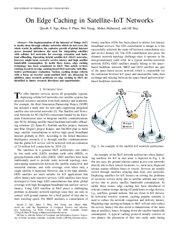 Pdf On Edge Caching In Satelliteiot Networks
