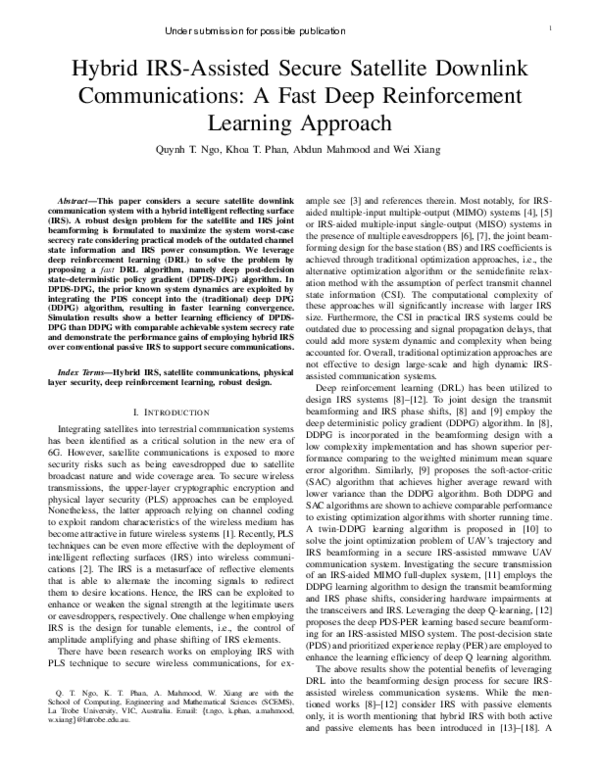 (PDF) Hybrid IRS-Assisted Secure Satellite Downlink Communications: A ... (PDF) Hybrid IRS-Assisted Secure Satellite Downlink Communications: A ...