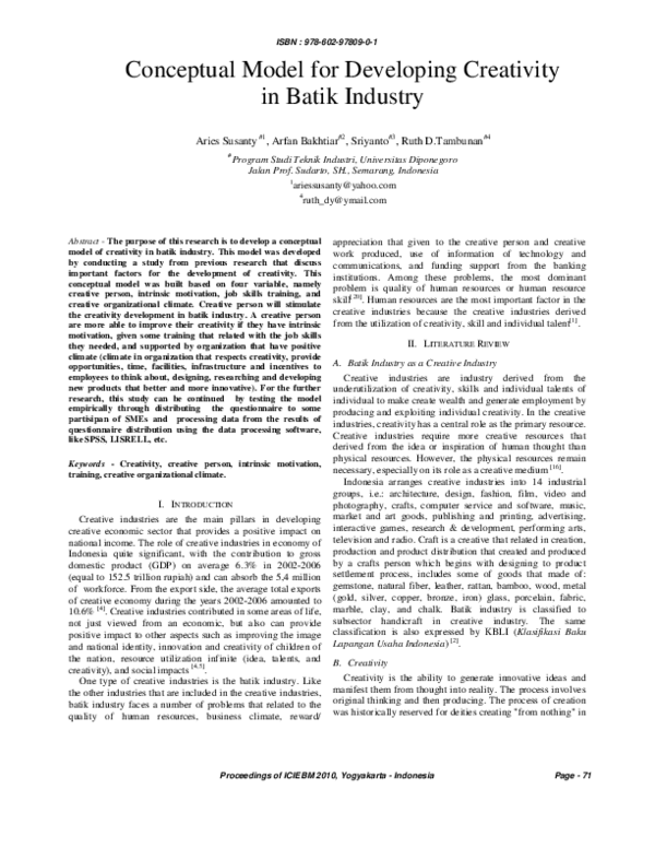 (PDF) Conceptual Model for Developing Creativity in Batik Industry