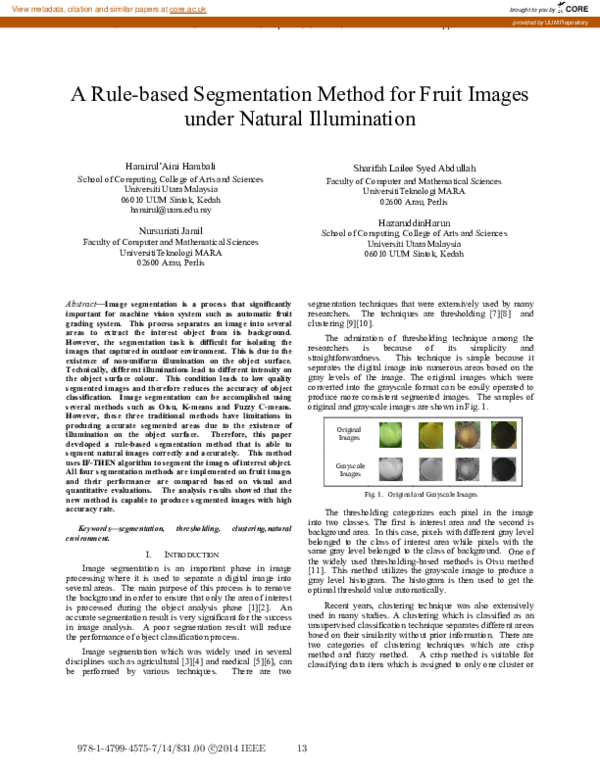 (PDF) A rule-based segmentation method for fruit images under natural ...