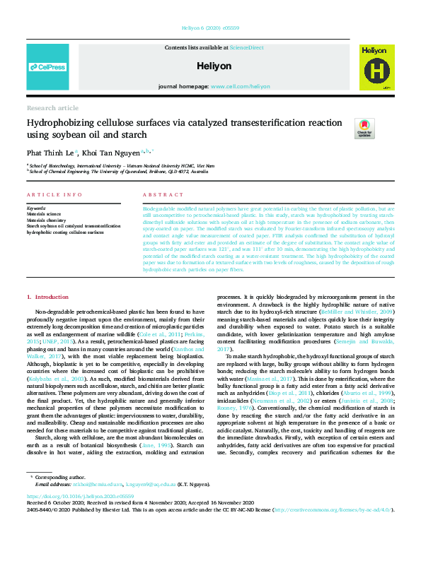 (PDF) Hydrophobizing cellulose surfaces via catalyzed ...
