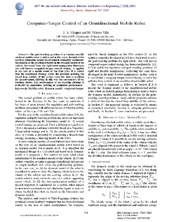 (PDF) Computed-Torque Control of an Omnidirectional Mobile Robot