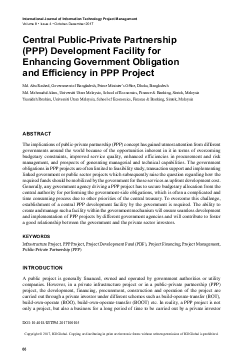 (PDF) Central Public-Private Partnership (PPP) Development Facility for ...