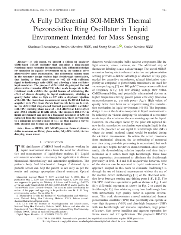 (PDF) Differential SOI-MEMS Oscillator for Liquid Sensing