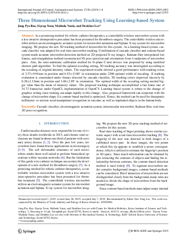 (PDF) Three Dimensional Microrobot Tracking Using Learning-based System