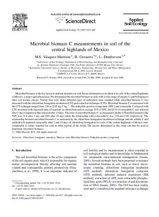 (PDF) Microbial biomass C measurements in soil of the central highlands ...
