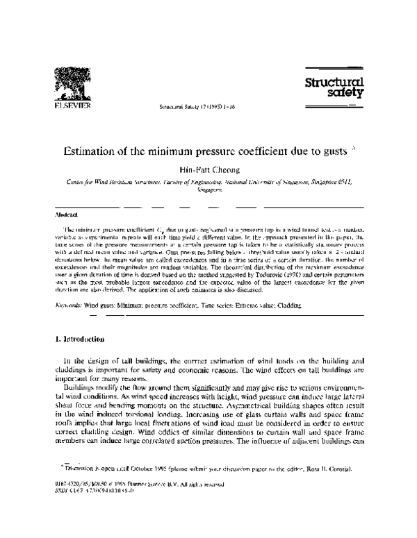 (PDF) Estimation of the minimum pressure coefficient due to gusts