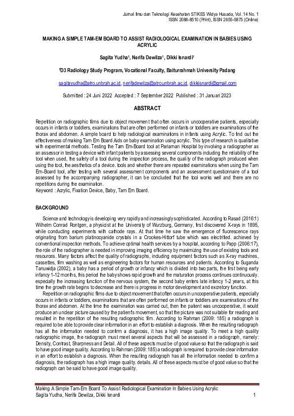 (PDF) Making a Simple Tam-Em Board to Assist Radiological Examination ...