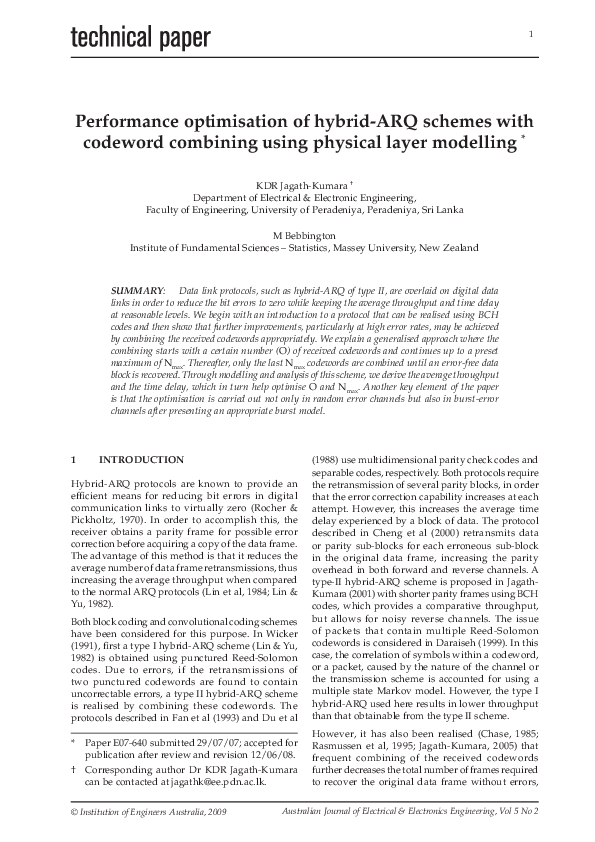(PDF) Performance optimisation of hybrid-ARQ schemes with codeword combining using physical ...