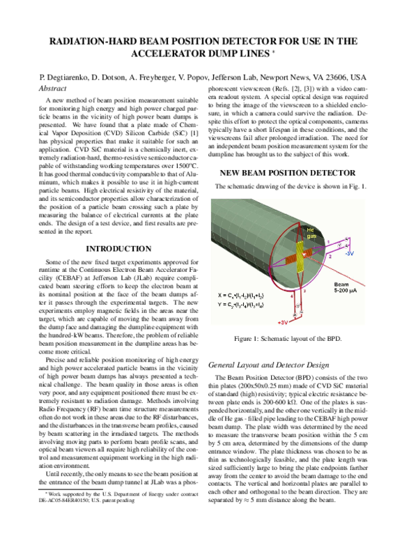(PDF) Radiation-Hard Beam Position Detector for Use in the Accelerator ...