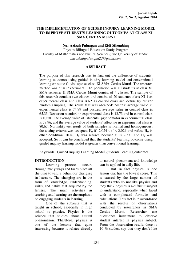 (PDF) The Implementation of Guided Inquiry Learning Model to Improve Student’s Learning Outcomes ...